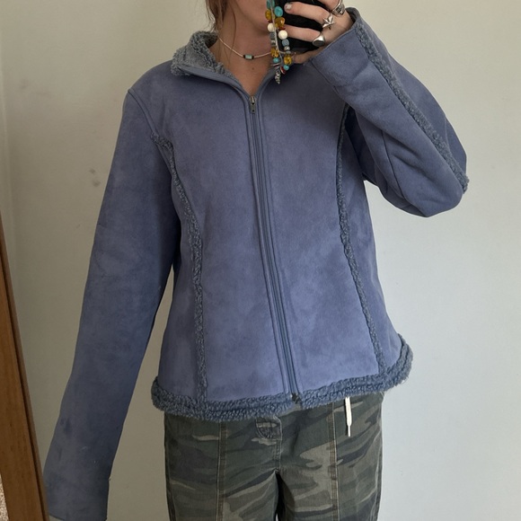 L.L. Bean | Jackets & Coats | Ll Bean Blue Teddy Jacket Fullzip Plush ...